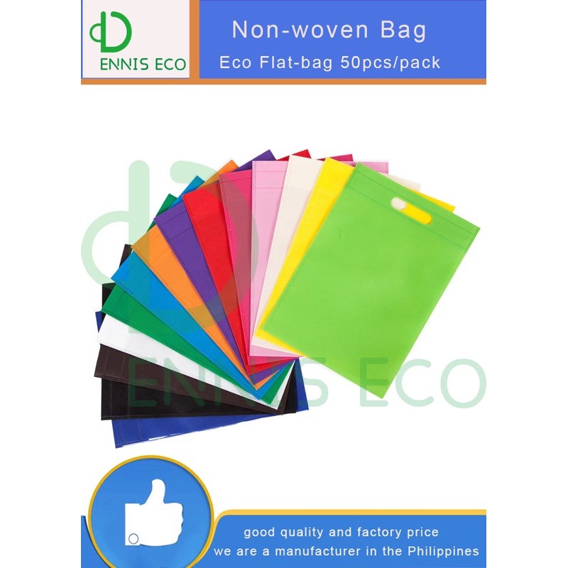 1 pcs Flat Eco Bag Plain reusable hand bag Non-woven Pouch hole ...