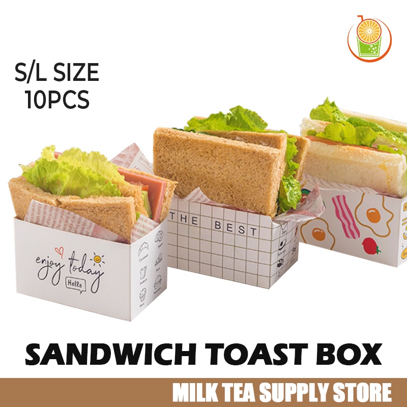 50PCS Korean Sandwich Toast Bread Paper Box Sandwich Holder Egg Drop ...