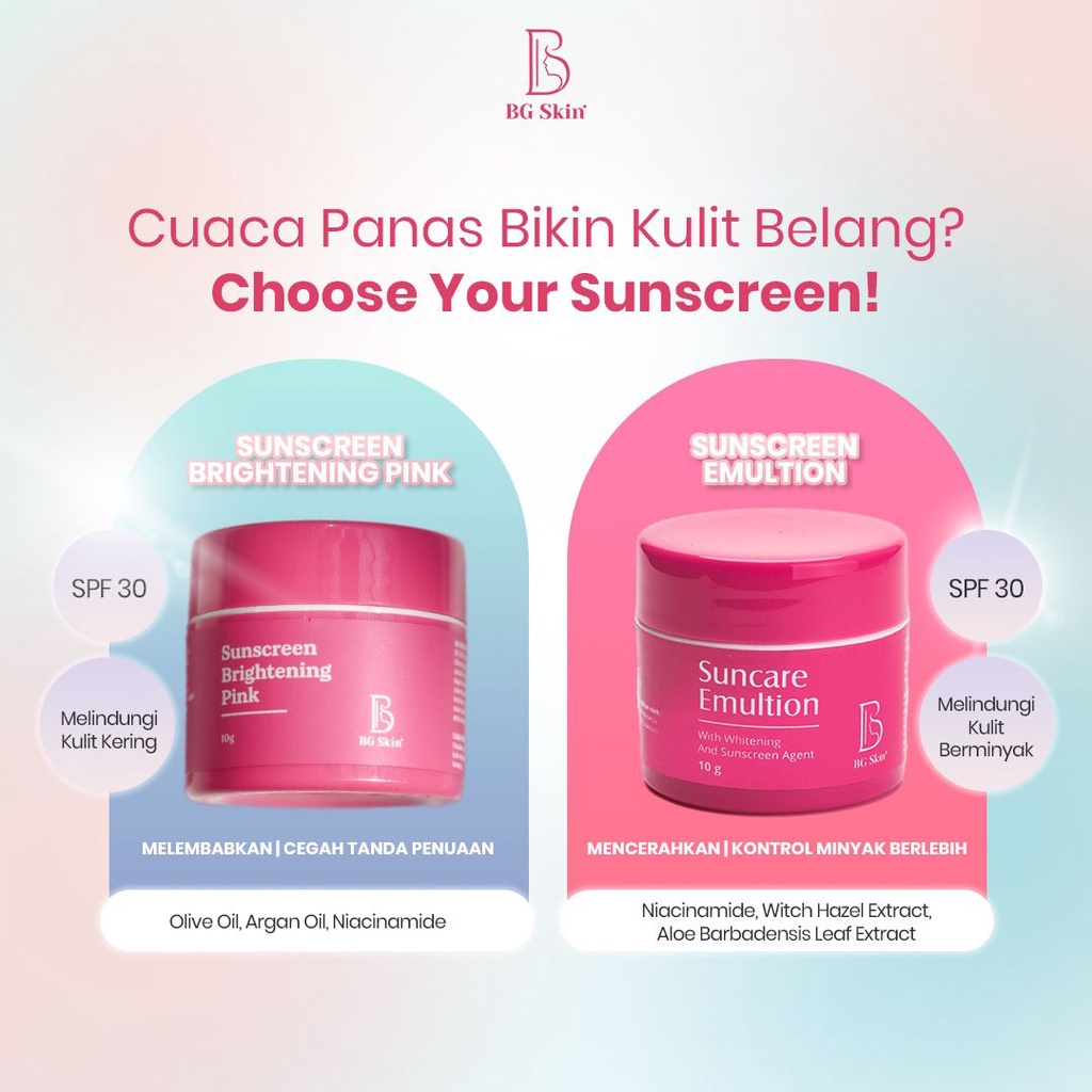 Bg SKIN SUNSCREEN BRIGHTENING PINK/SUNSCREEN EMULTION | Shopee Philippines