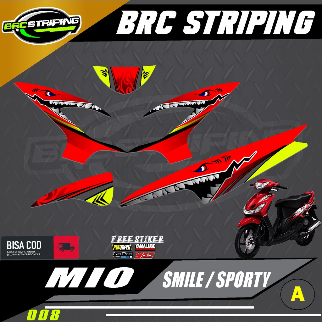 Mio 110 Smile Striping Sticker/Minimalist Shark Shark Graphic Sticker ...