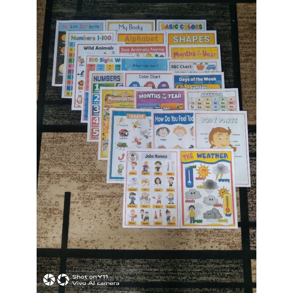 A4 laminated learning chart bundle package, 20+3 free | Shopee Philippines