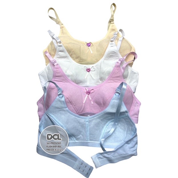 3pcs SET / 3pcs PREPACKED PLAIN BABY BRA | Shopee Philippines