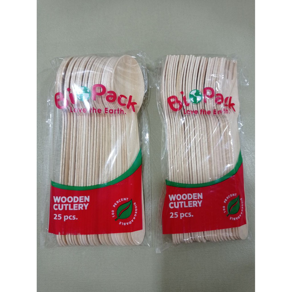 Disposable Wooden Spoon Wooden Fork Wooden Knife Spork Biodegradable 25 ...