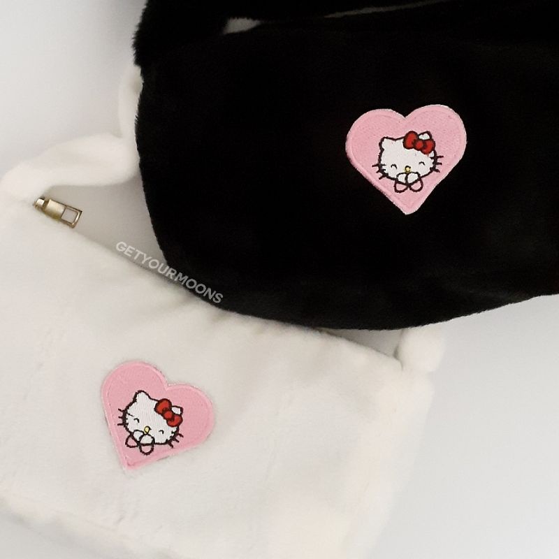Y2k shoulder bag hello kitty, fur bag, fluffy bag hello kitty, y2k ...