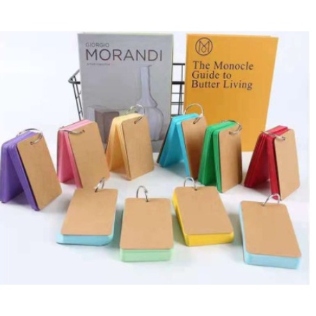 Product : 1 Pc Kraft Paper Binder Ring Easy Flip Cards Study Memo Pads ...