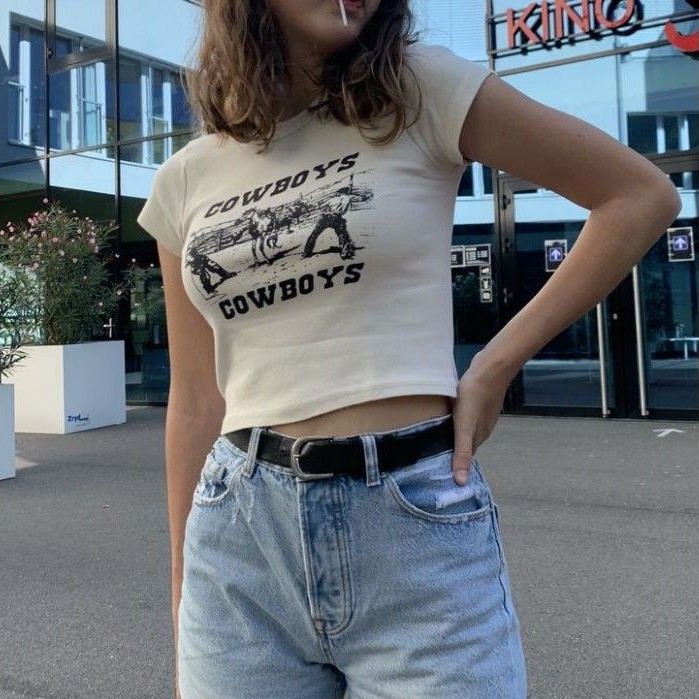 Cowboys Body hugging Short sleeve Slim Fitted Super Crop top | Shopee ...
