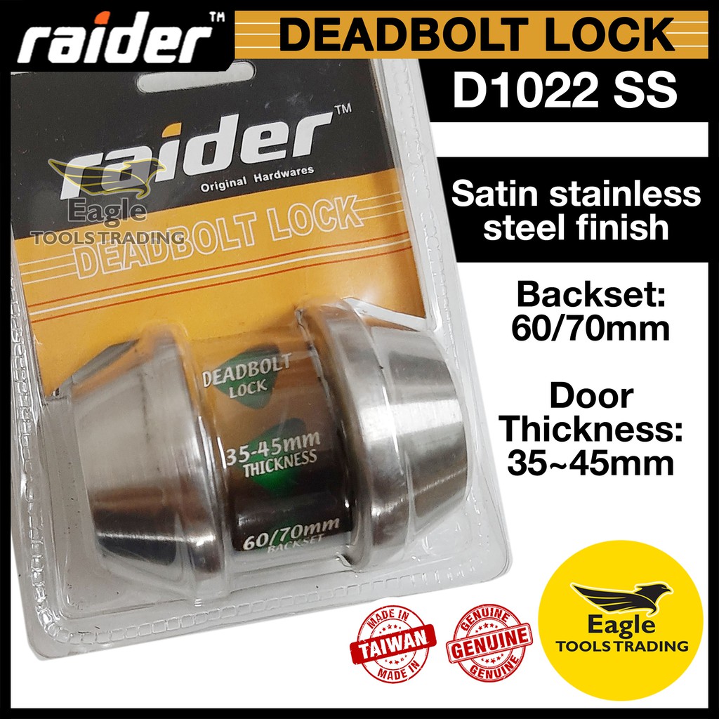 Raider Deadbolt Lock D1022 SS | Door Lock | Satin Stainless Finish Door ...