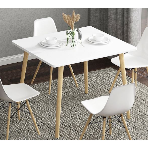 Square Scandi Nordic Dining Table 80*80*73cm (White) laminated MDF wood ...
