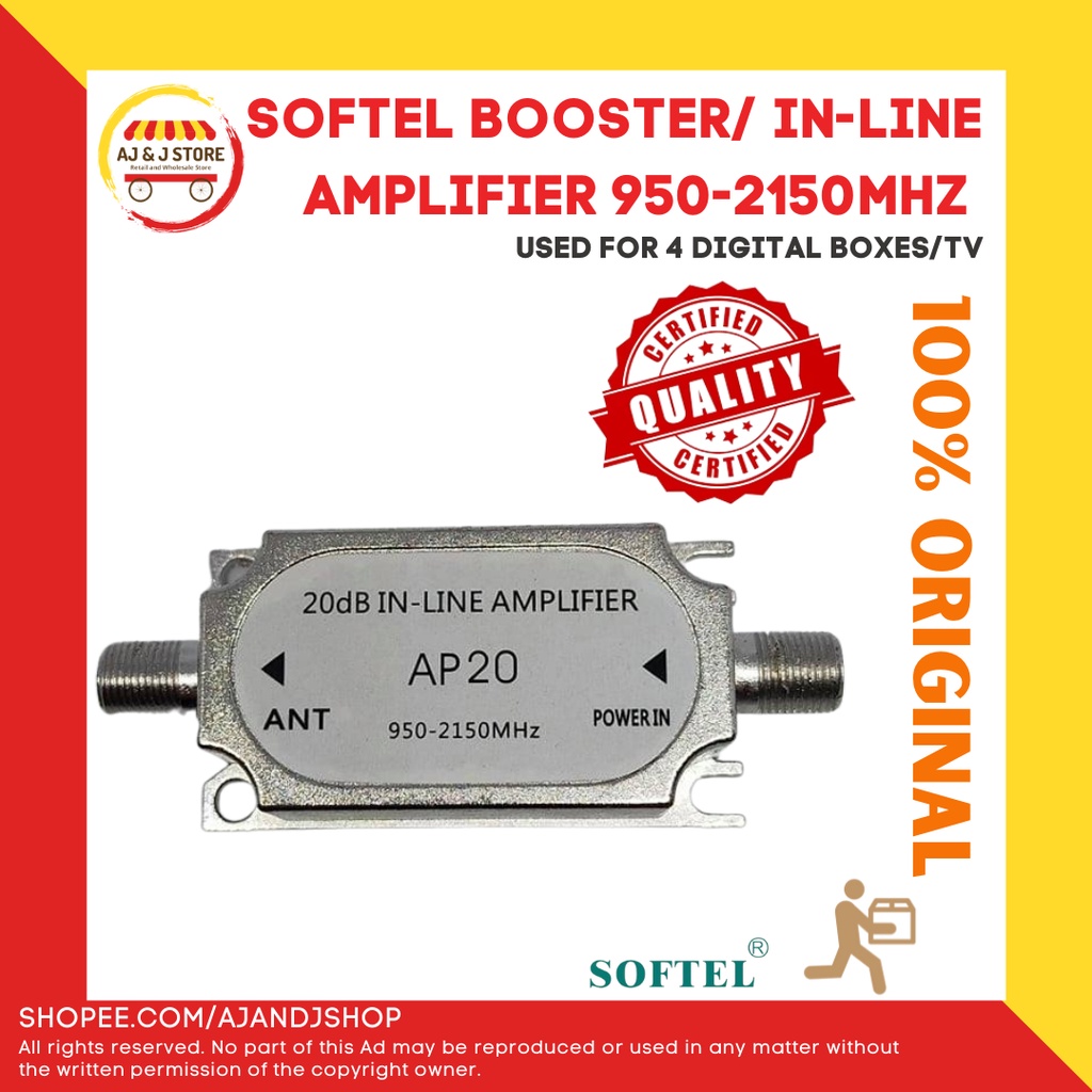 SOFTEL BOOSTER / IN-LINE AMPLIFIER (ORIGINAL) 950-2150MHZ + FREEBIE | Shopee Philippines