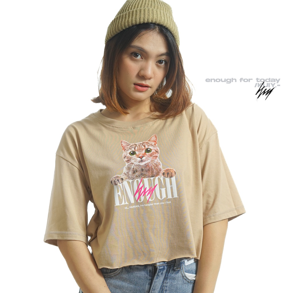 Oversized Almond Cat Crop Top | Cute Cat Tee Crop | Shopee Philippines