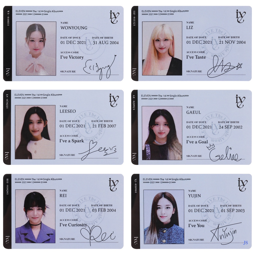JS 1 Pc/set KPOP IVE ID Card Lomo Cards Photocards Album LIZ Girls ...