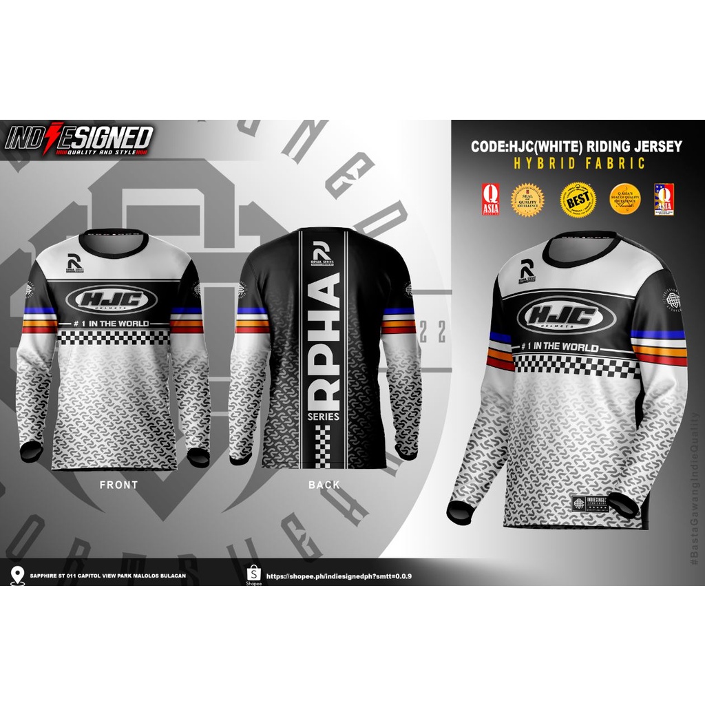 HJC WHITE (PURE AIRCOOL) Motorcycle Riding Jersey Long Sleeves/Bike Jersey Longsleeve | Shopee ...