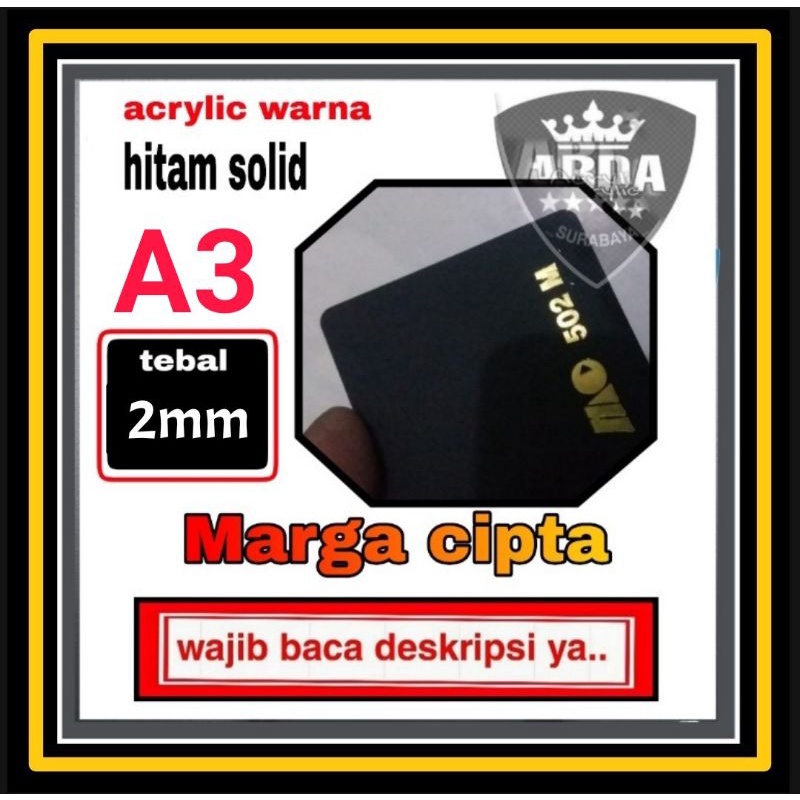 HITAM Solid black acrylic 2mm A3/acrylic black solid/creatic marga ...