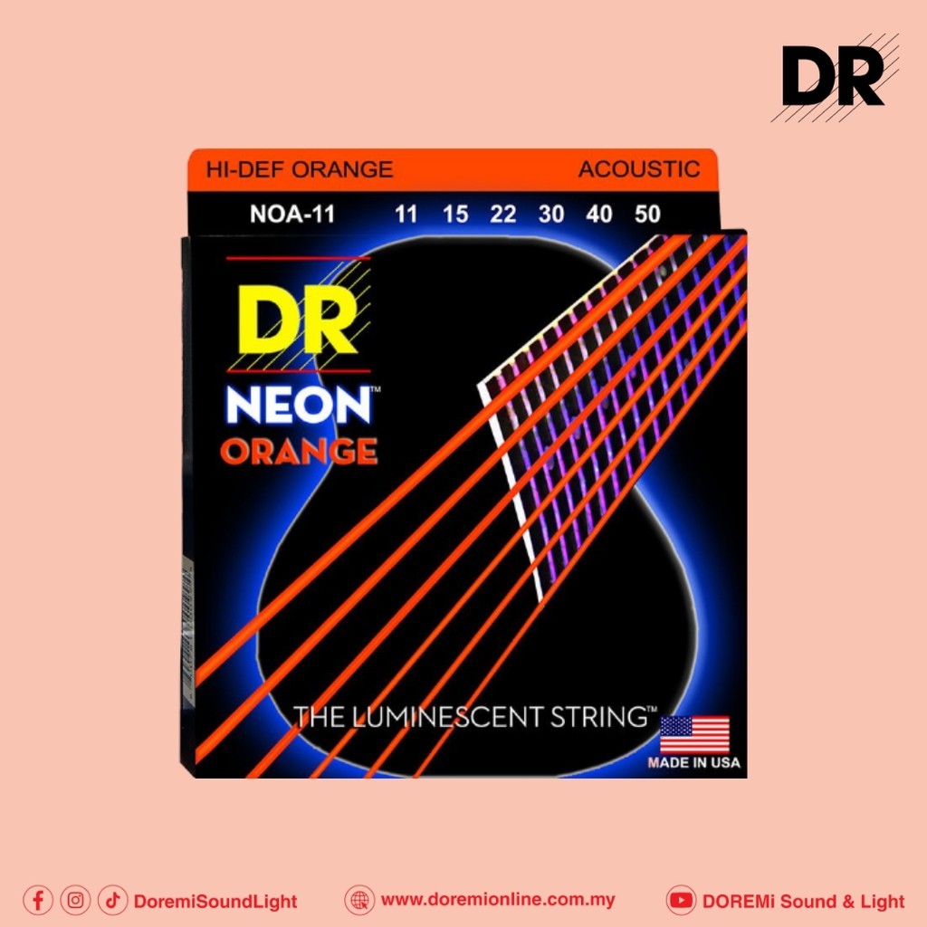 DR Strings NEON Hi-Def Acoustic Guitar Strings with K3 Coating / Tali ...