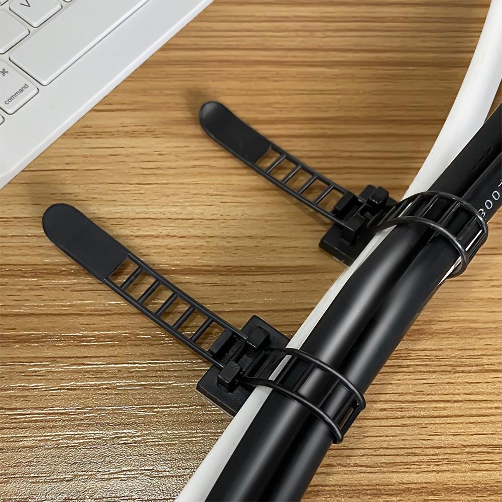 10/20 Pcs Adjustable Self-Adhesive Nylon Black Cable Ties, Cable Clamps ...