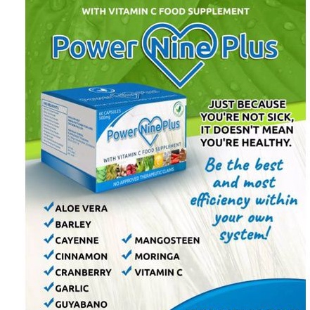 Power Nine Plus with vitamin C food Supplement (60 capsule) | Shopee ...