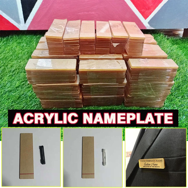 (10pcs-21mmx76mm/2mm)Blank Acrylic NAME PLATE CLEAR/WHITE/BLACK with ...