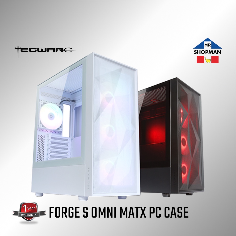 Tecware Forge S Omni Mid Tower ATX / MATX Desktop PC Case Black / White ...