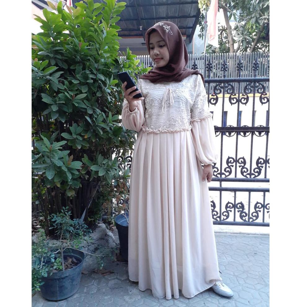 (hl1512 Code) Gamis Ceruty Mix Brukat Princess (there Is Furing ...