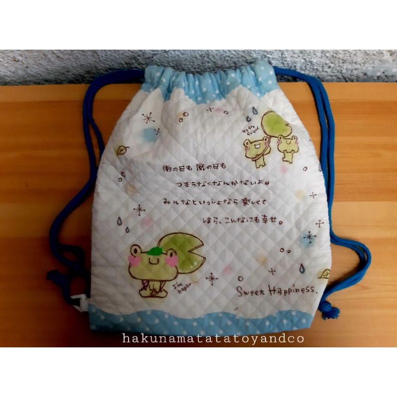 Froggy Cloth String backpack preloved | Shopee Philippines