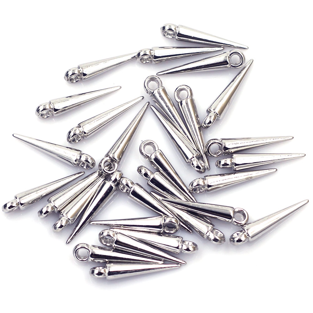 100Pcs Pendants Rivet Punk Studs Spikes Cone Acrylic Tear Dull Silver ...