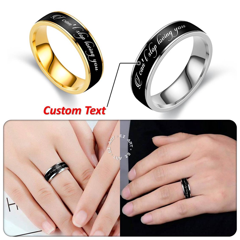 Custom RING WRITING NAME DATE TEXT STAINLESS ANTI RUST SIMPLE CLASSIC ...