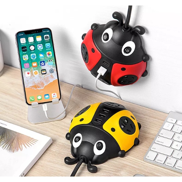 Creative Ladybug Beetle Extension Wire with USB Socket Multifunction ...