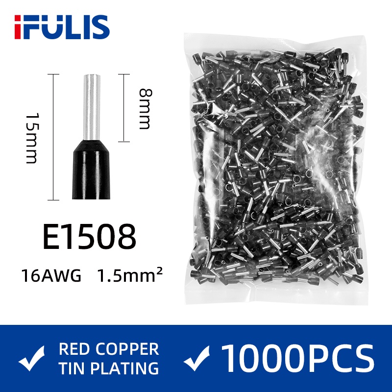 1000PCS VE European Terminal Pin Terminal Tube Type Wiring Connector ...