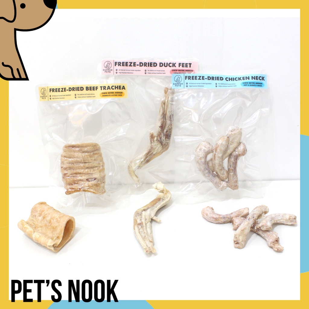 Freeze-Dried Pet Chews - Beef Trachea, Duck Feet, & Chicken Neck Dog ...