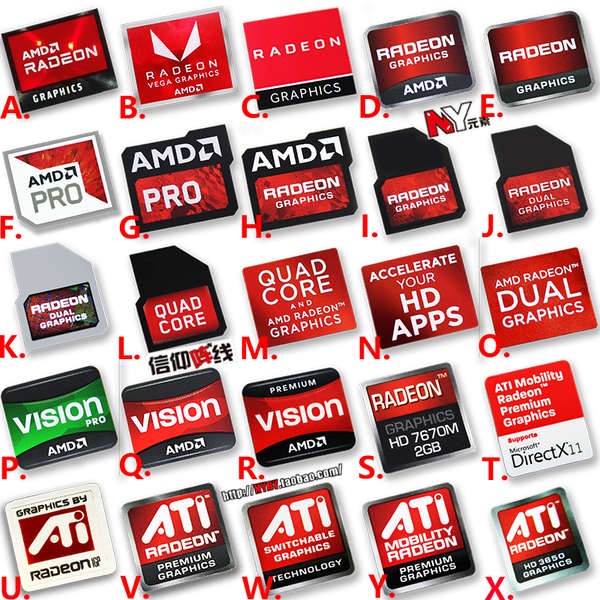 New Style AMD ATI Graphics Card Original Laptop Host Radeon LOGO Label ...