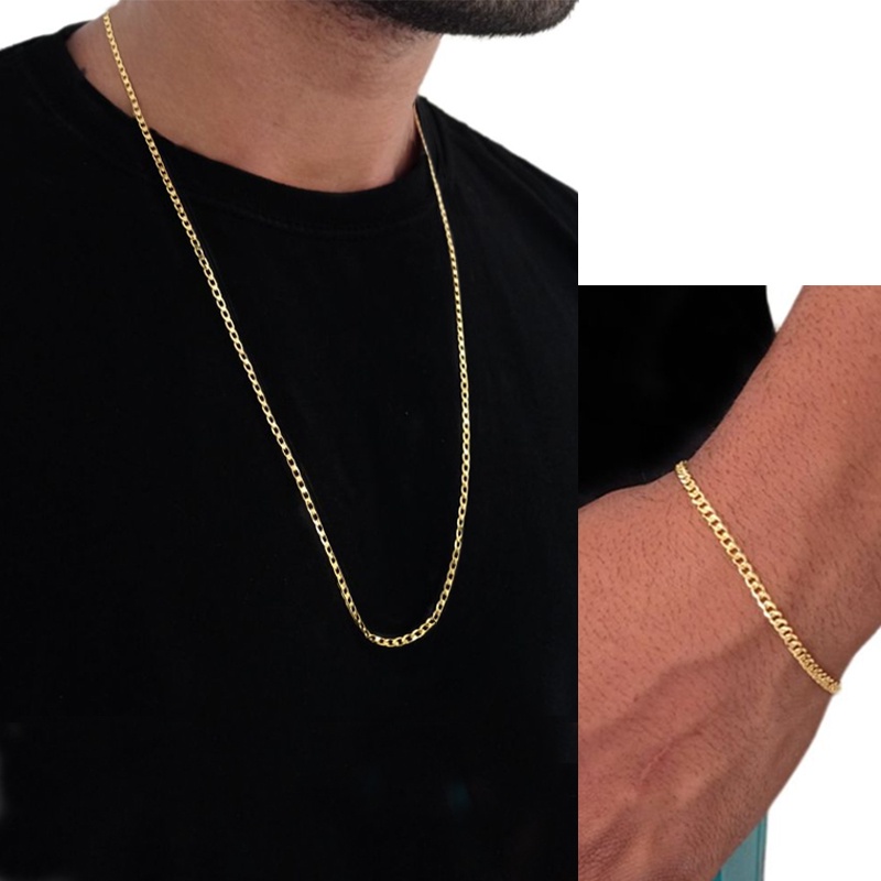 Men's Chain Set Necklace 2.5mm 18K | Shopee Philippines