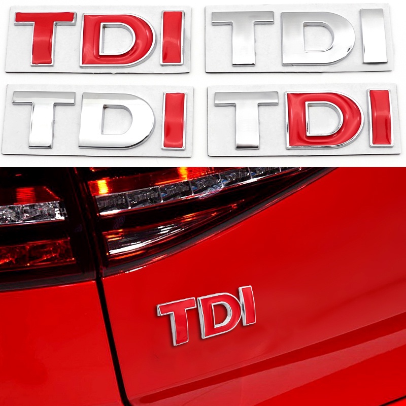 Car Styling Silver Red Solid TDI Logo Badge Emblem Decal Car Sticker ...