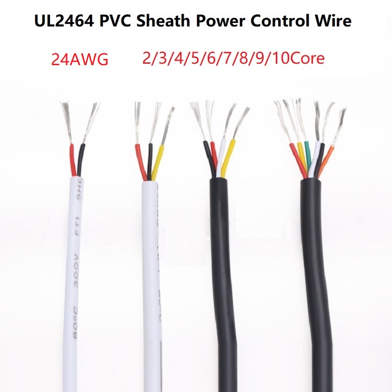 5Meter 24AWG UL2464 Signal Wire 2 3 4 5 6 7 8 9 10Core PVC Insulated Sheath Power Control Line ...