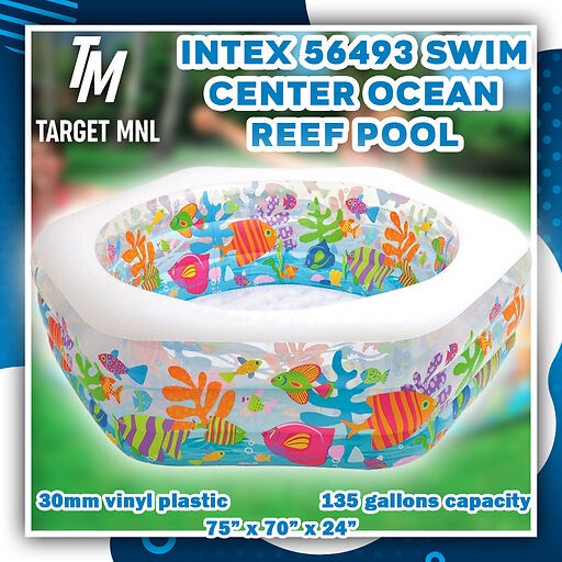 Intex 56493 Hexagonal Paddling Pool with Ocean Reef Design,for Ages 6 ...