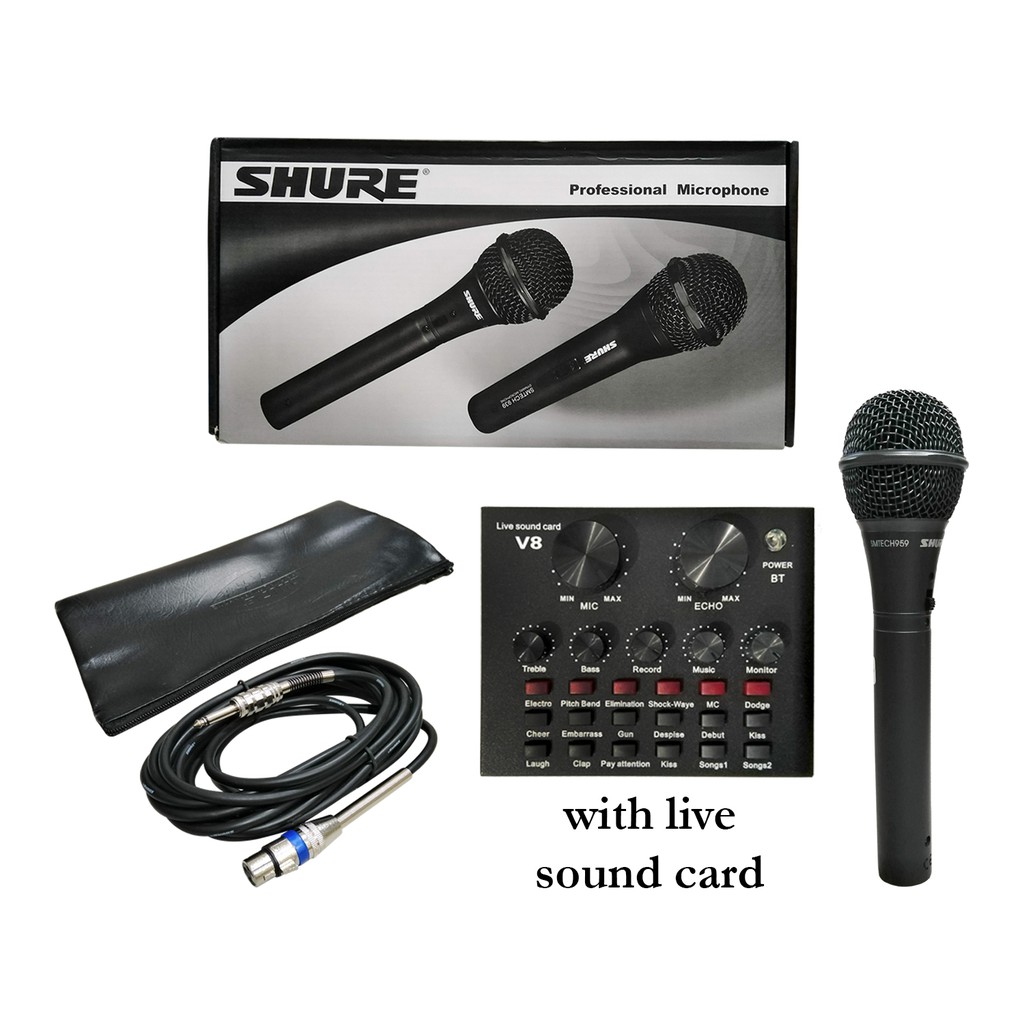 SM-959 Dynamic Microphone with Live Sound Card | Shopee Philippines