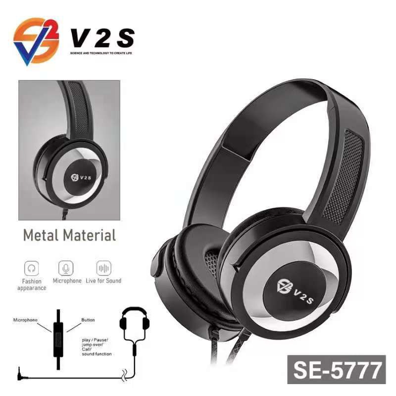 V2S SE5777 Foldable Wired Adjustable Headset Super Bass HIFI Stereo ...