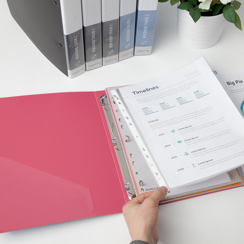 SAKURA 3-Ring Presentation Binders File Folder with Pocket, A4 size ...