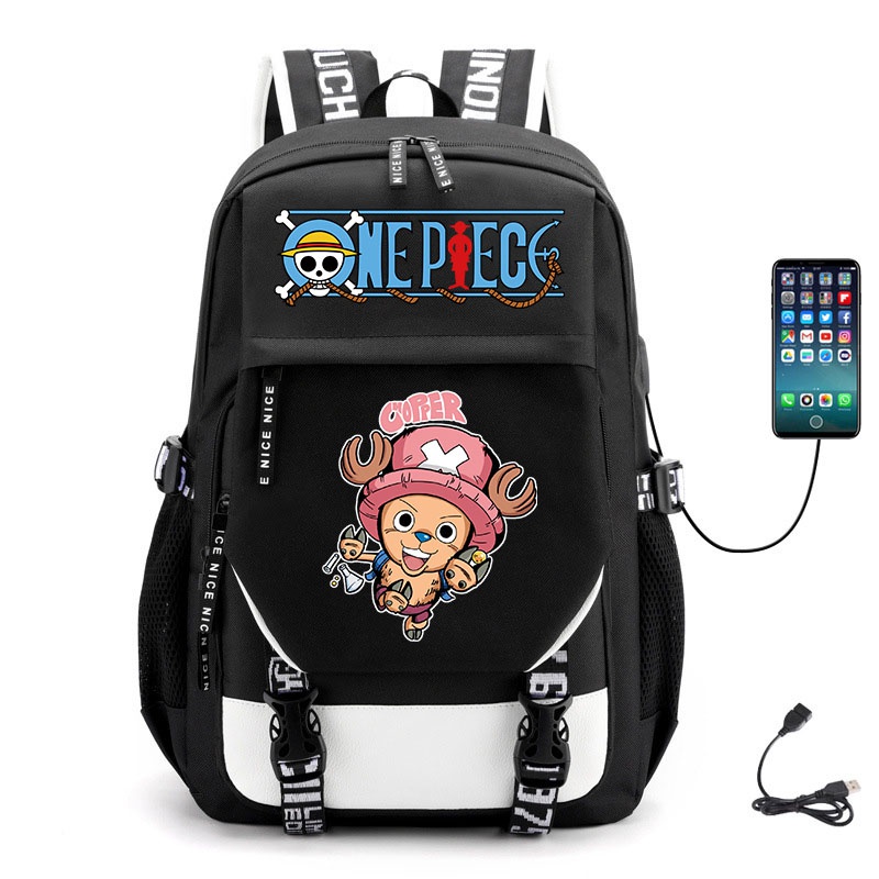 Anime Backpack Computer Bag Travel Backpack USB Charging Bag One Piece ...