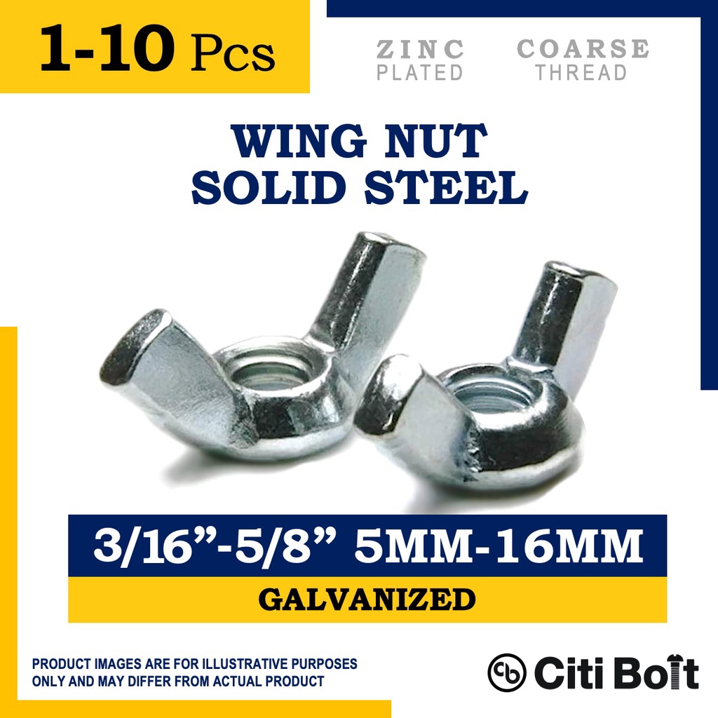 1-10pc Wing Nut Solid Steel / Butterfly Nut / Thumb Nut / ( 3/16" to 5/ ...