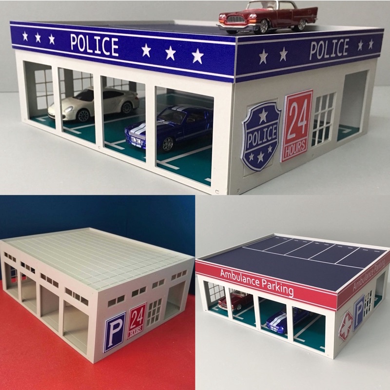 1/64 Police Bureau garage hospital ambulance garage parking lot Simple ...