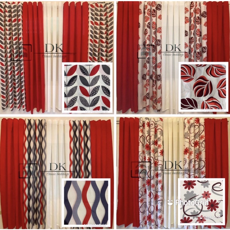 RED CURTAIN / RED LEAF CURTAIN / RED WAVE CURTAIN (kritona) - SOLD PER ...