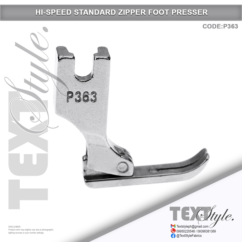 Textstyle P363 Zipper Foot for all High Speed Industrial Sewing ...