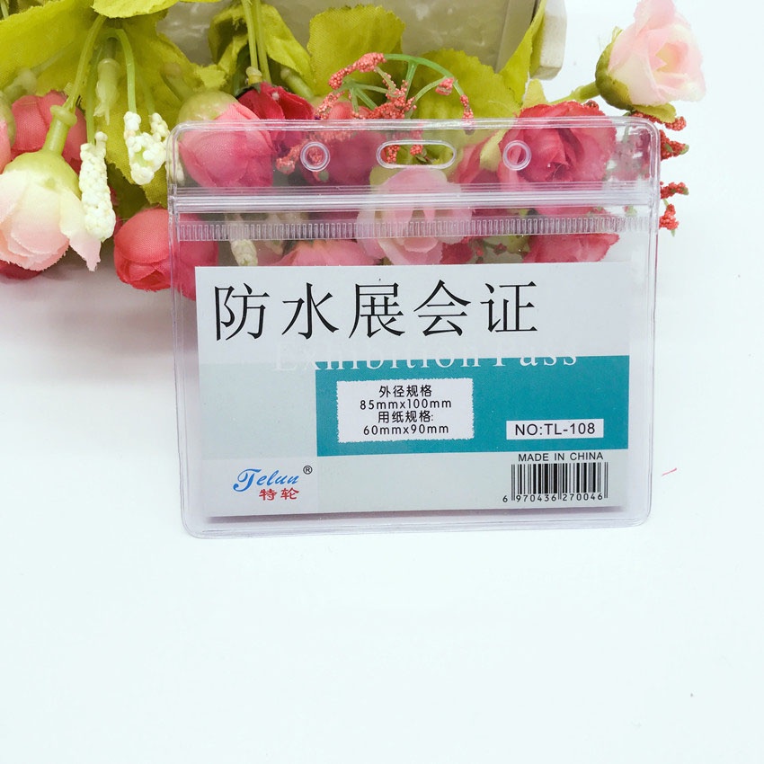 10Pcs/Set Transparent Plastic ID Card Holder Horizontal Waterproof Id ...