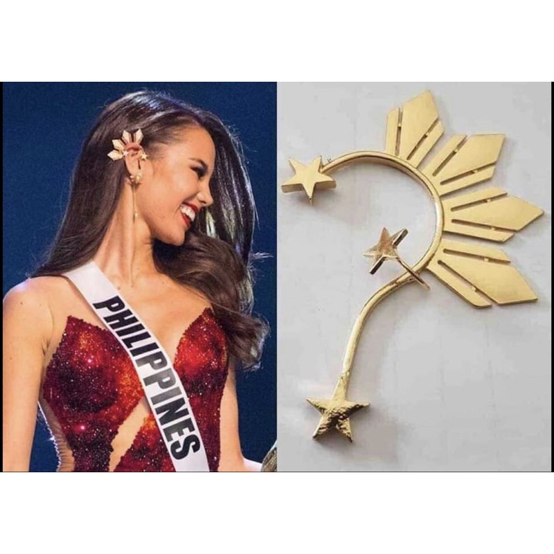MISS LIN S STUDIO Catriona Gray Ear Cuff Gold Fashion Wing Earring Clip Jewelry Three Stars Sun Shopee Philippines