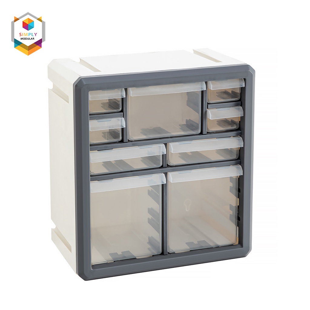 Qubit 11 Cube Mini Desktop Drawer with Transparent Compartments Storage ...
