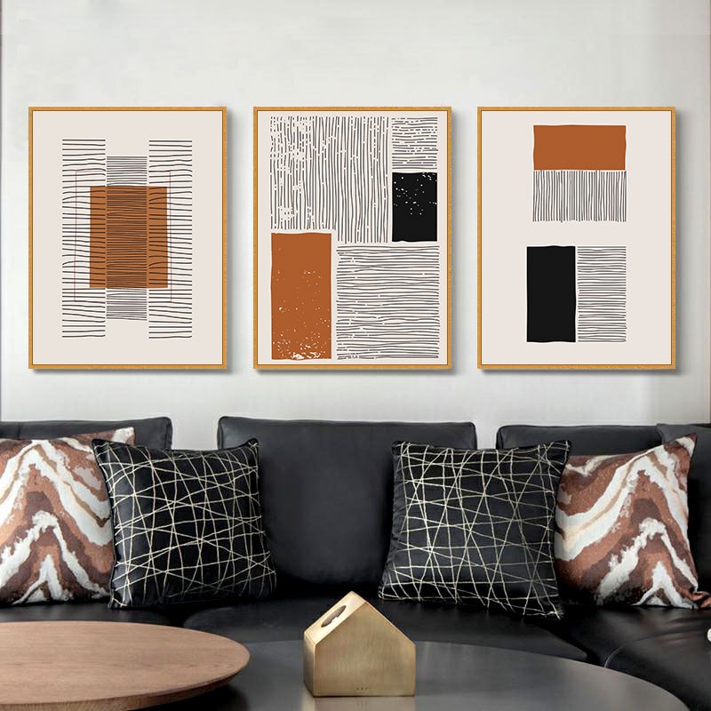 Abstract Color Block Line Art Painting on Canvas Nordic Home Wall ...