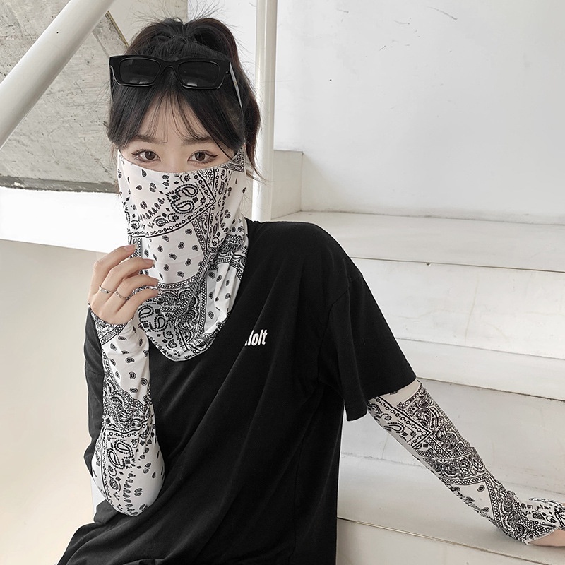 Korean Style Cashew Flower Sunscreen Mask Set Female Hanging Ear Face ...