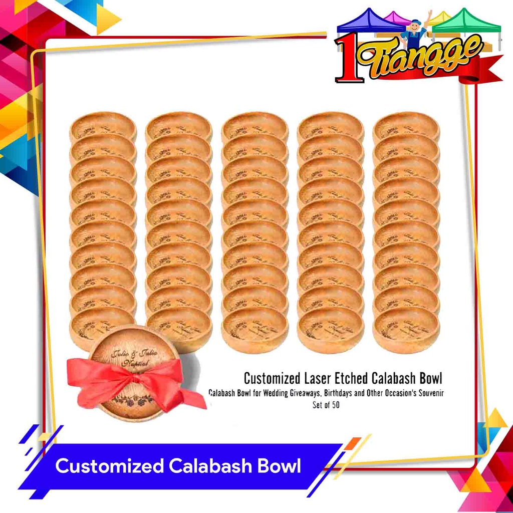 1Tiangge 50pcs Personalized Laser Engraved Calabash Bowl - 6 Inches ...