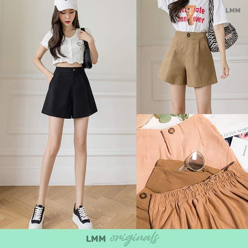 plain solid color minimalist woven shorts high quality women shorts ...