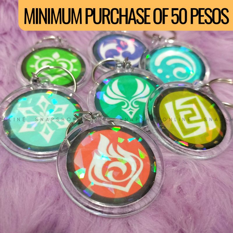 Genshin Impact Element Keychain Holographic Circle Acrylic | Shopee ...